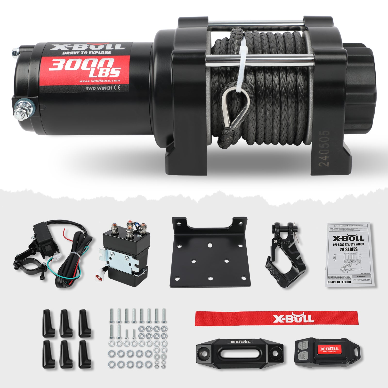 X-BULL 12V 2S Series Electric Winch 3000LBS 15M Synthetic Rope ATV UTV