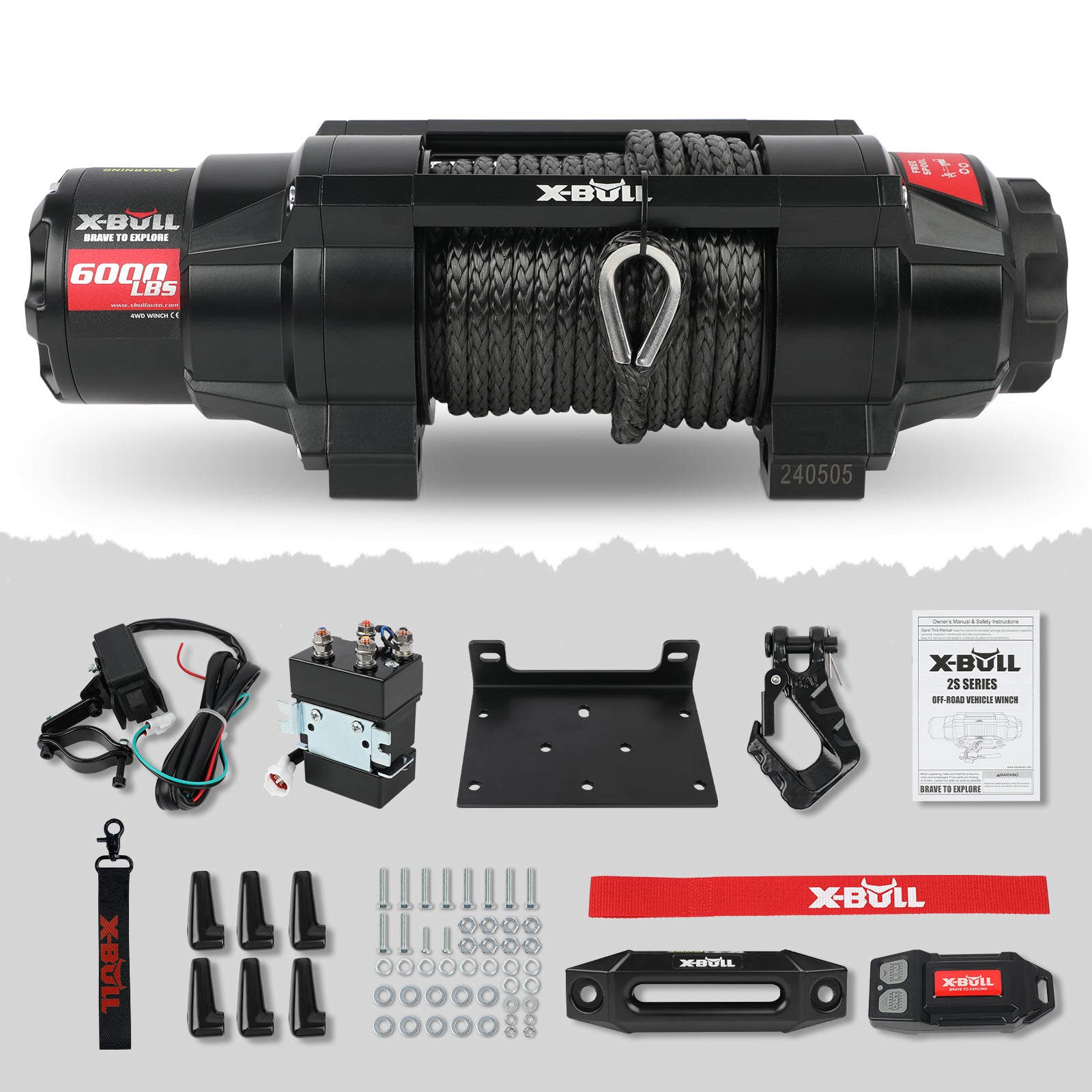 X-BULL 12V 2S Series Electric Winch 6000LBS 15M Synthetic Rope ATV UTV Boat Trailer Winch