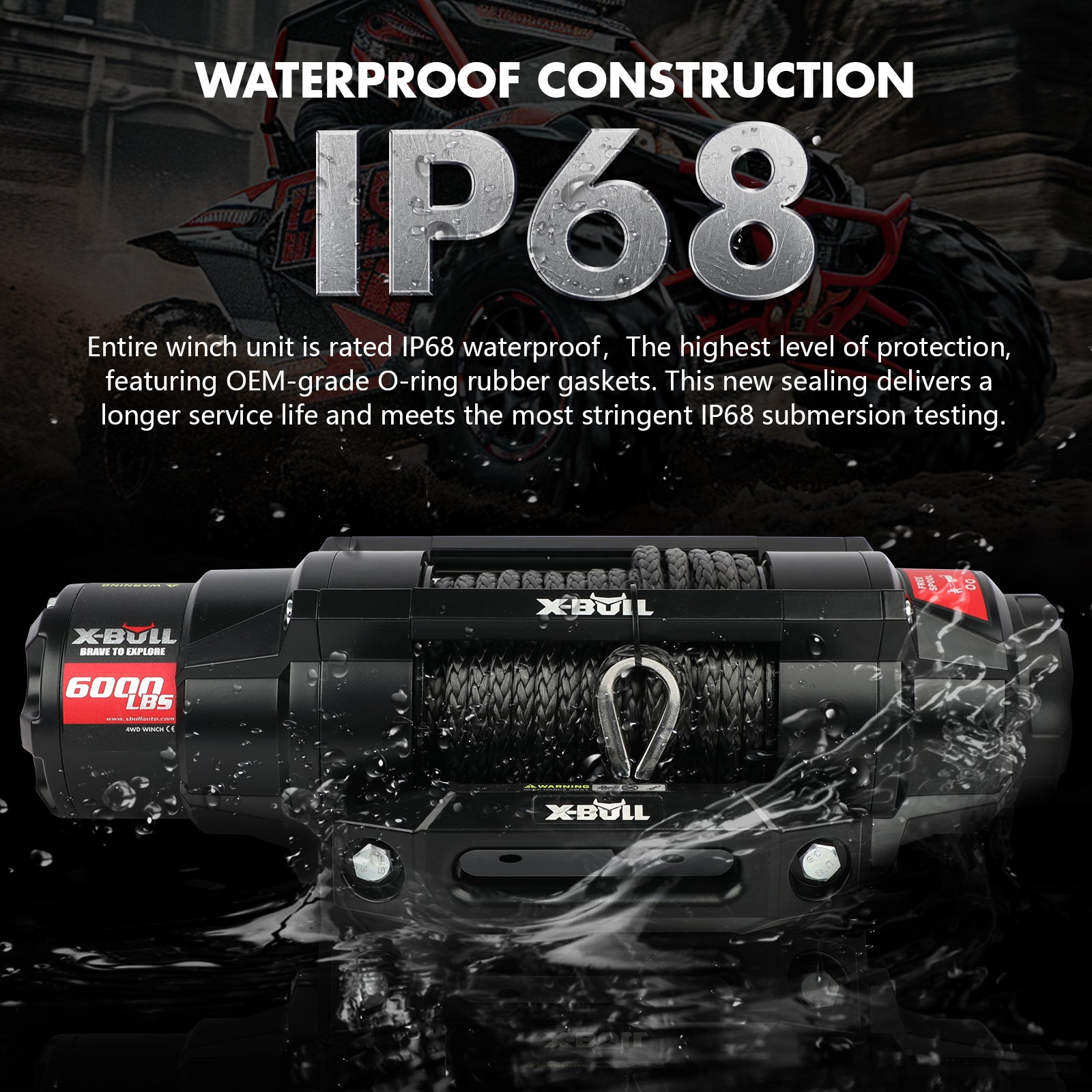 X-BULL 12V 2S Series Electric Winch 6000LBS 15M Synthetic Rope ATV UTV ...