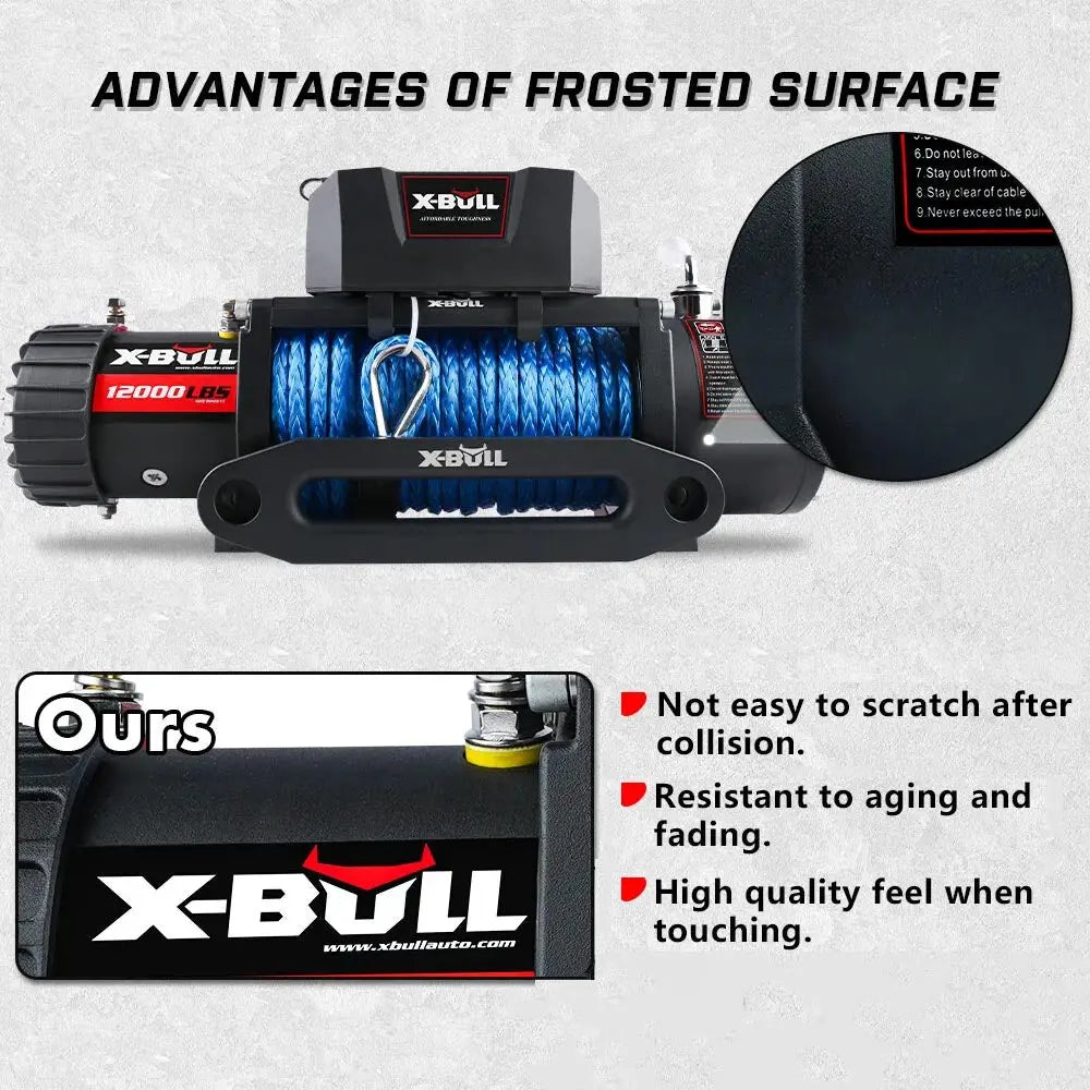 X-BULL Electric Winch 12000 LBS 12V Synthetic Rope SUV Jeep Truck 4WD
