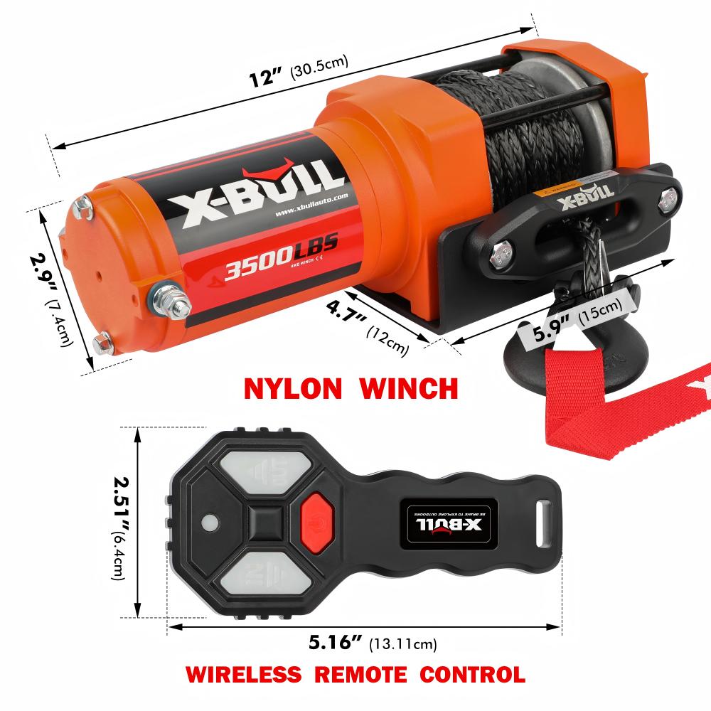 X-BULL Electric Winch 3500 LBS 12V Synthetic Rope ATV UTV Truck 4WD