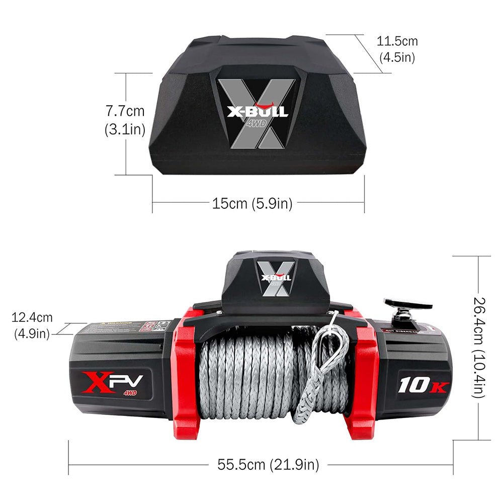X-BULL Electric Winch XPV 10000 LBS 12V Synthetic Rope SUV Jeep Truck