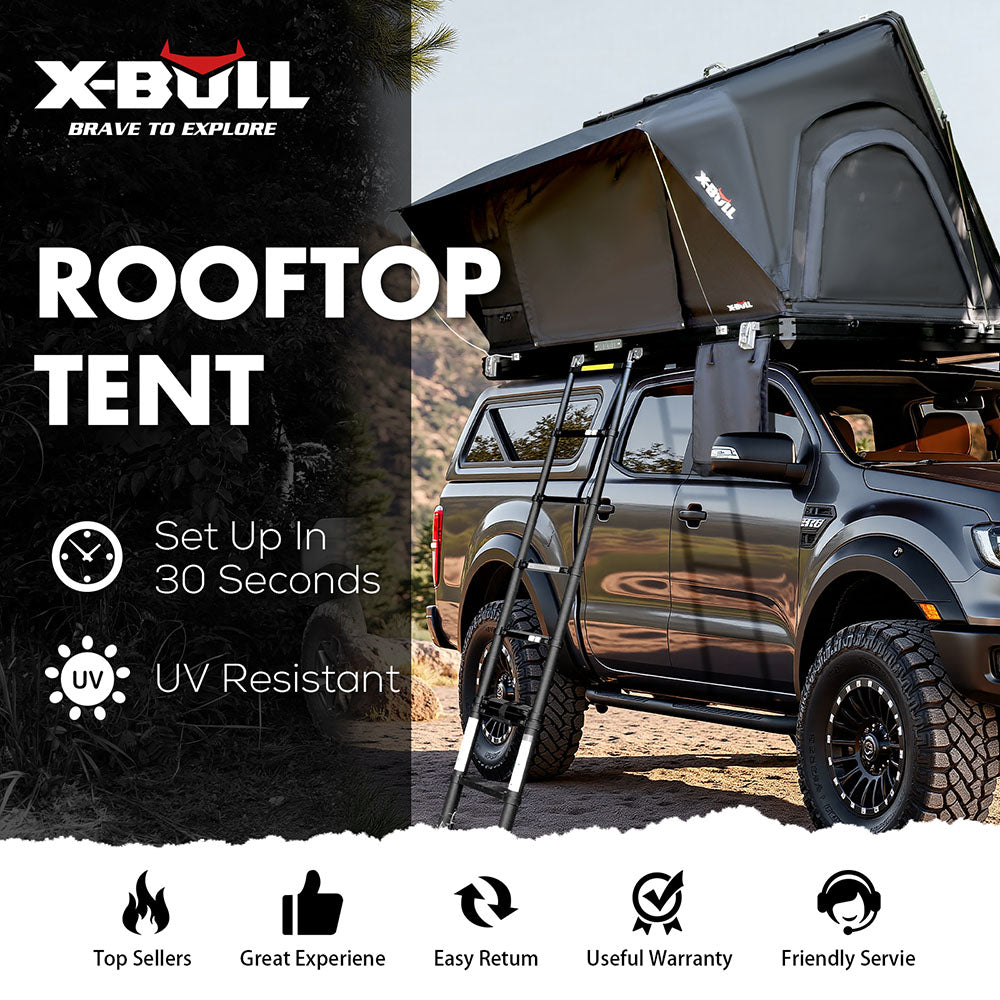 X-BULL Hard Shell Roof Top Tent with Ladder and Mattress