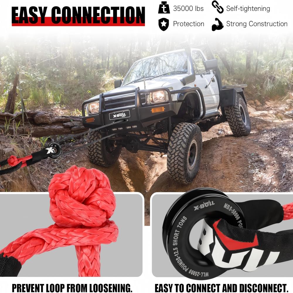 X-BULL Synthetic Soft Shackles 35,000lbs Max Breaking Strength 1/2 inc