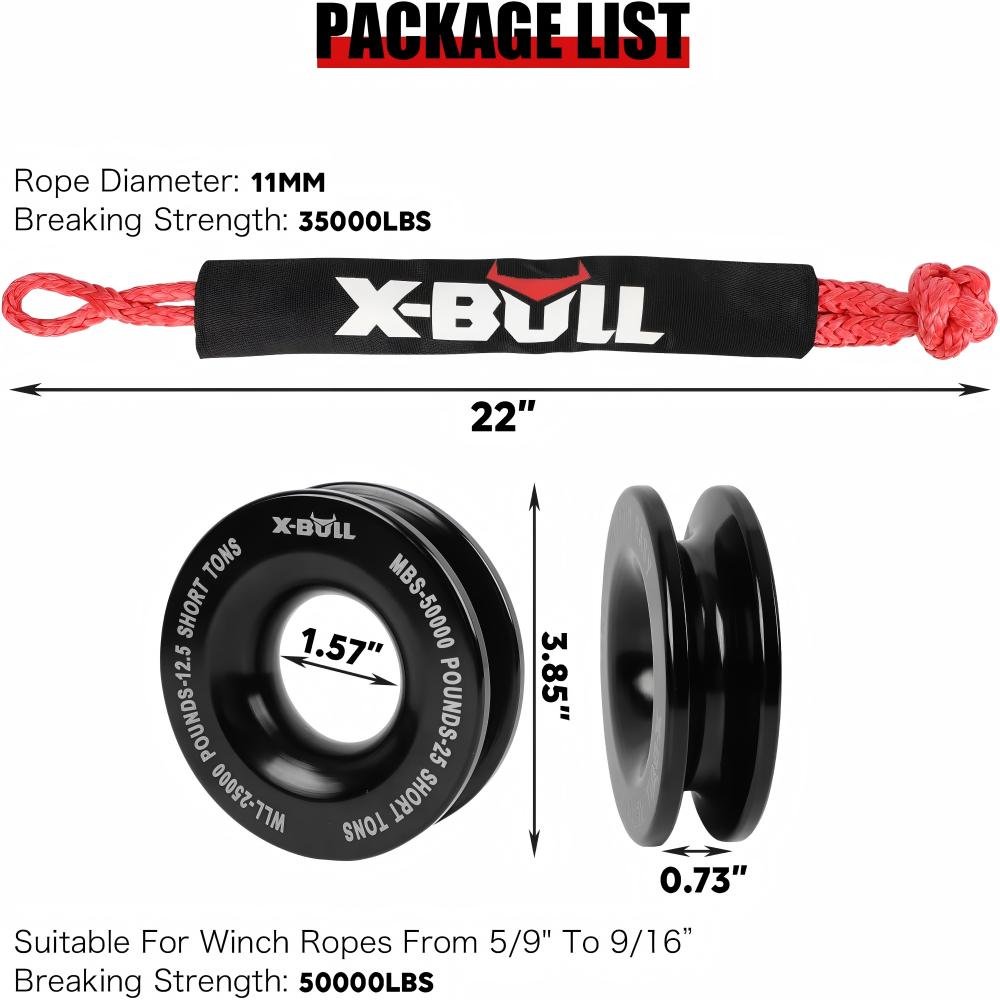 X-BULL Synthetic Soft Shackles 35,000lbs Max Breaking Strength 1/2 inc